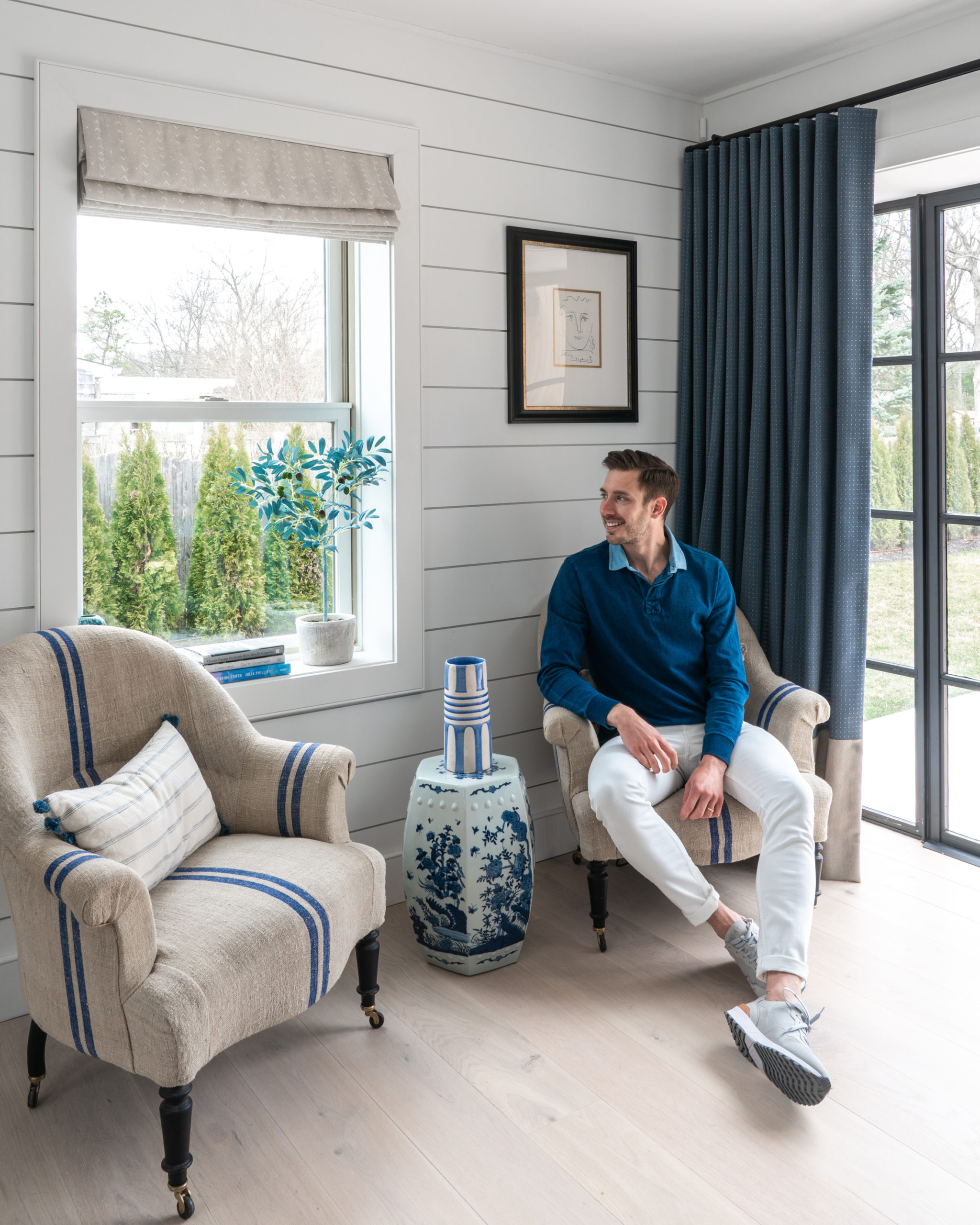 Sunbrella Drapery Transformed This Corner of The Beach House - Bright ...